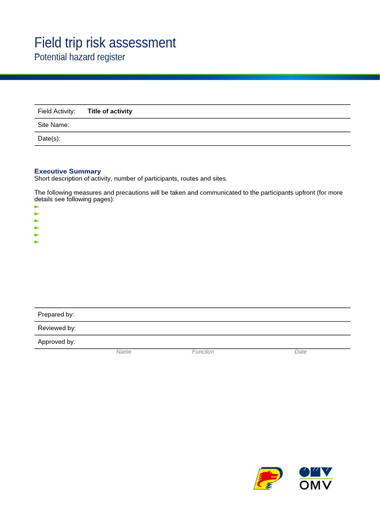Annex 3b - Field Trip Risk Assessment - FORM (SUPPORTS GST-0218 ...