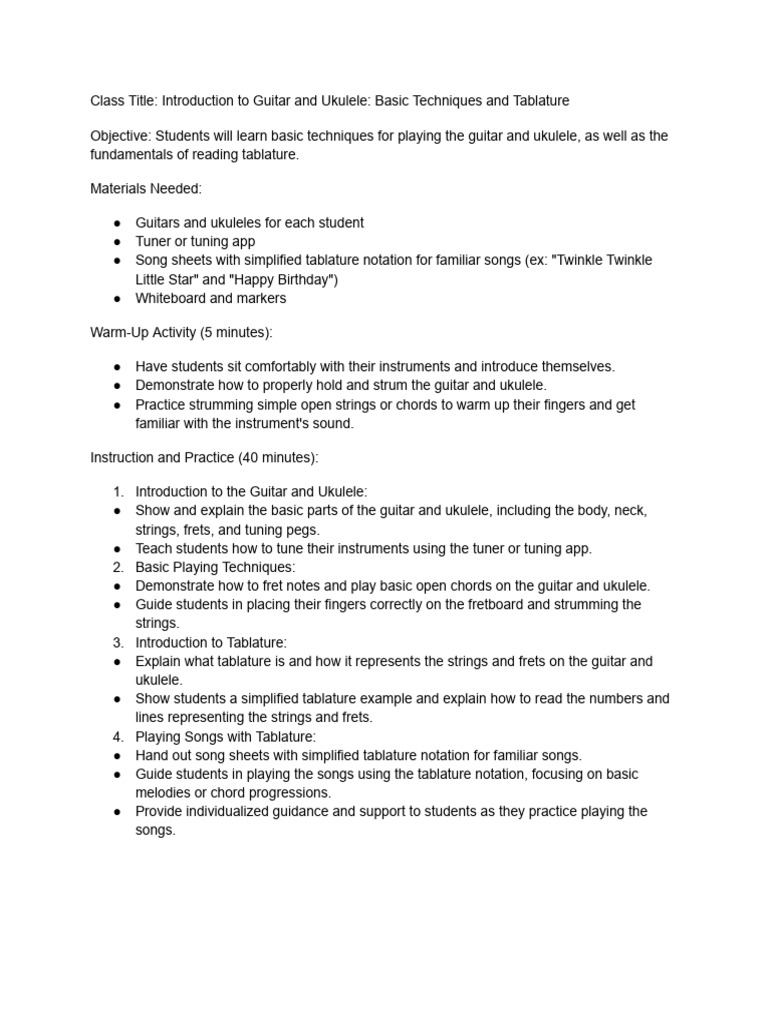 1. Introduction to Guitar and Ukulele Basic Techniques and Tablature ...