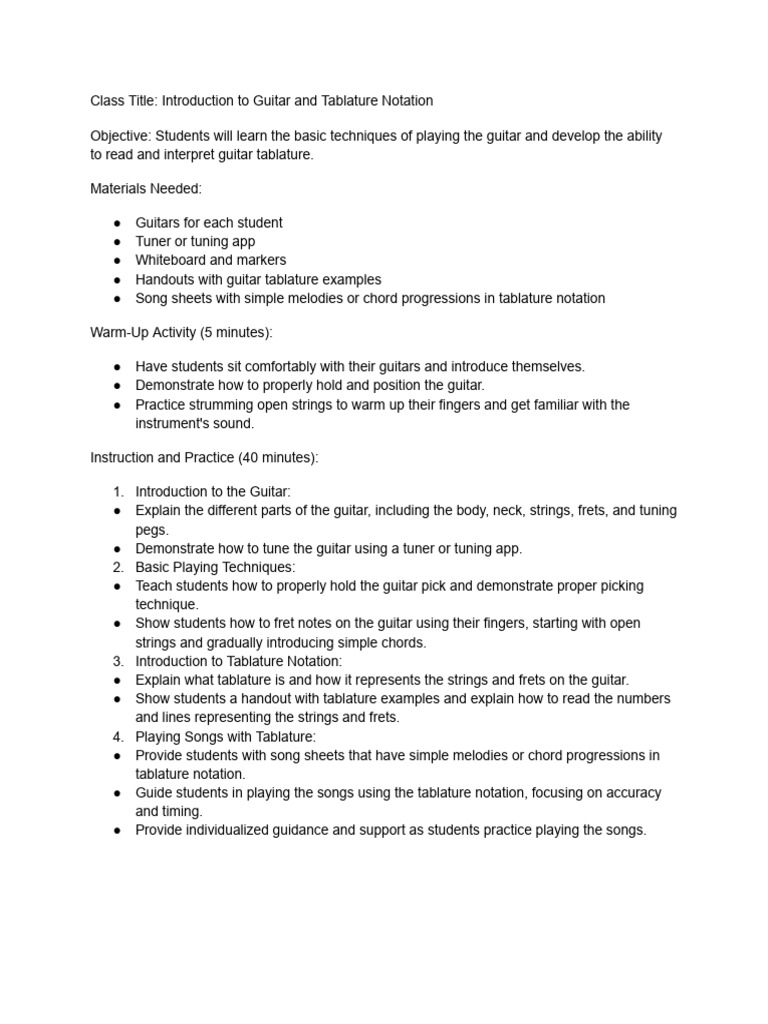Introduction To Guitar and Tablature Notation | PDF | Guitars | Musical ...