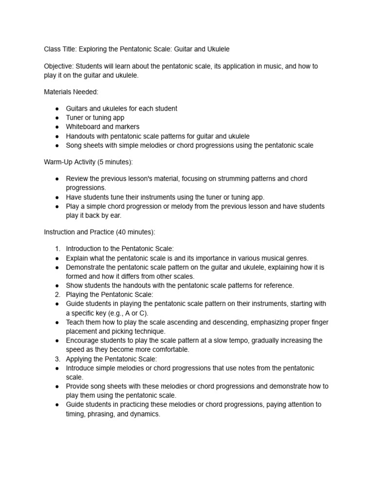 Exploring The Pentatonic Scale Guitar and Ukulele | PDF | Scale (Music ...