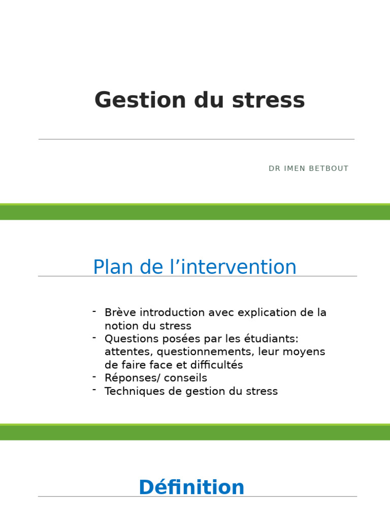 Gestion de Stress - F (1) | PDF | Stress (Biologie) | Planification