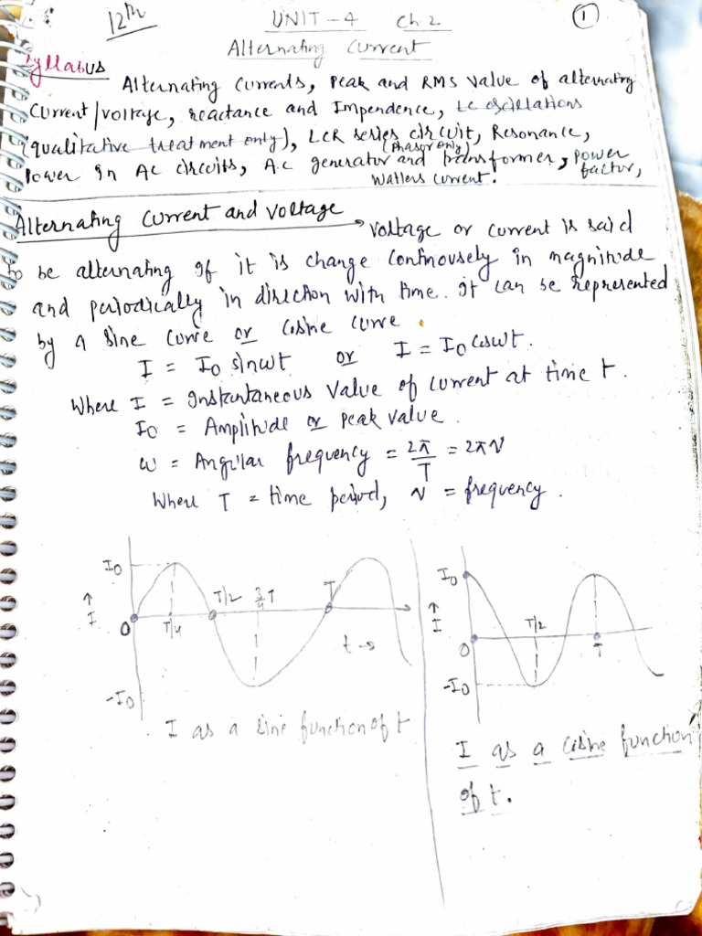 AC Physics Notes Class 12Physics | PDF