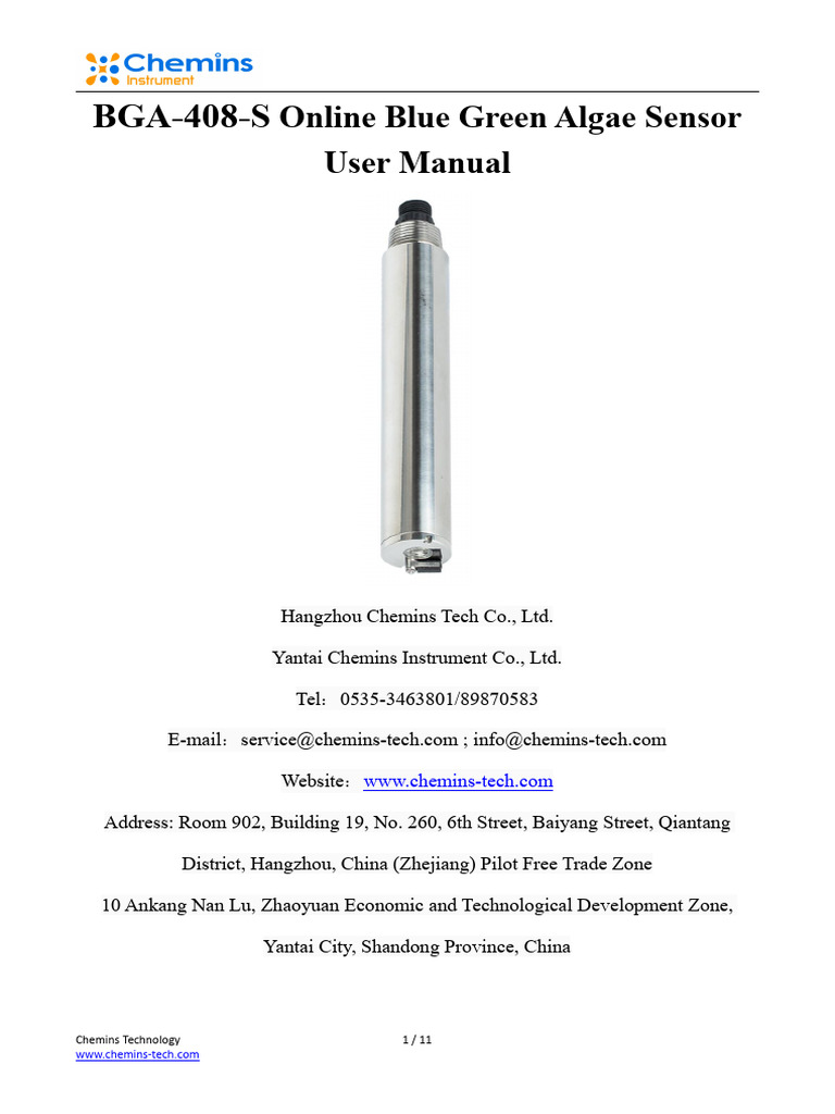BGA-408-S Online Blue Green Algae Sensor | PDF | Absorption Spectroscopy