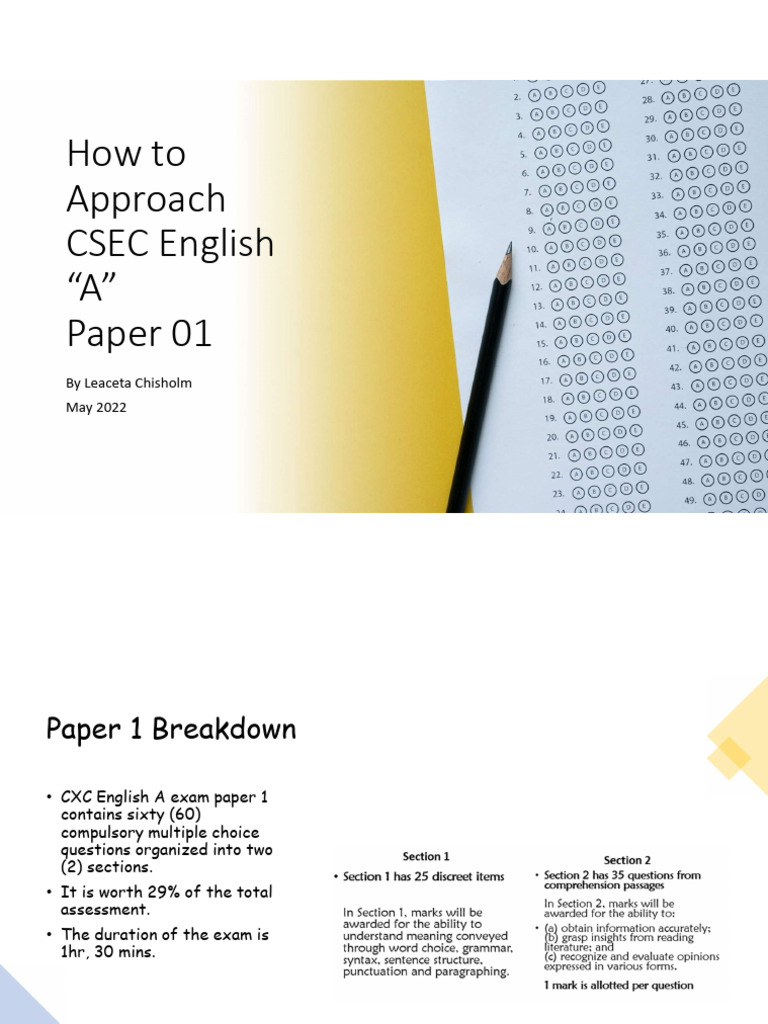 CSEC English A Paper 1 Guide | PDF | Human Communication | Semantics