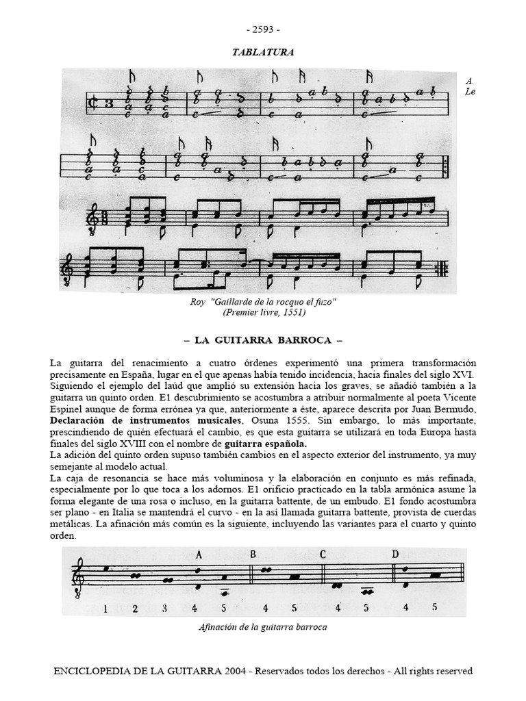 Evolución de la guitarra barroca y su tablatura | PDF | Guitarras ...