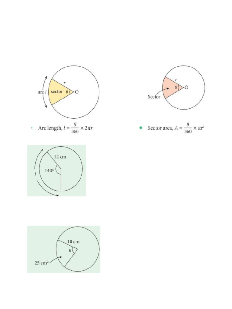 Practice Worksheet (Arc Length and Sector Area) | PDF