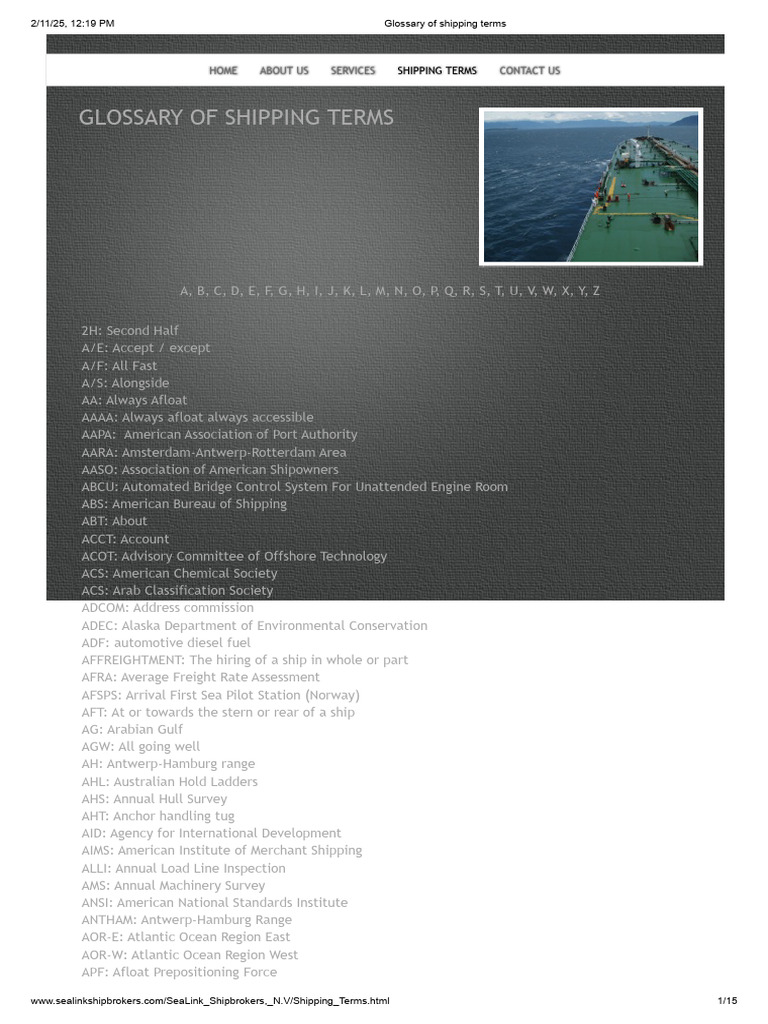 Glossary of Shipping Terms | PDF | Cargo | Oil Tanker