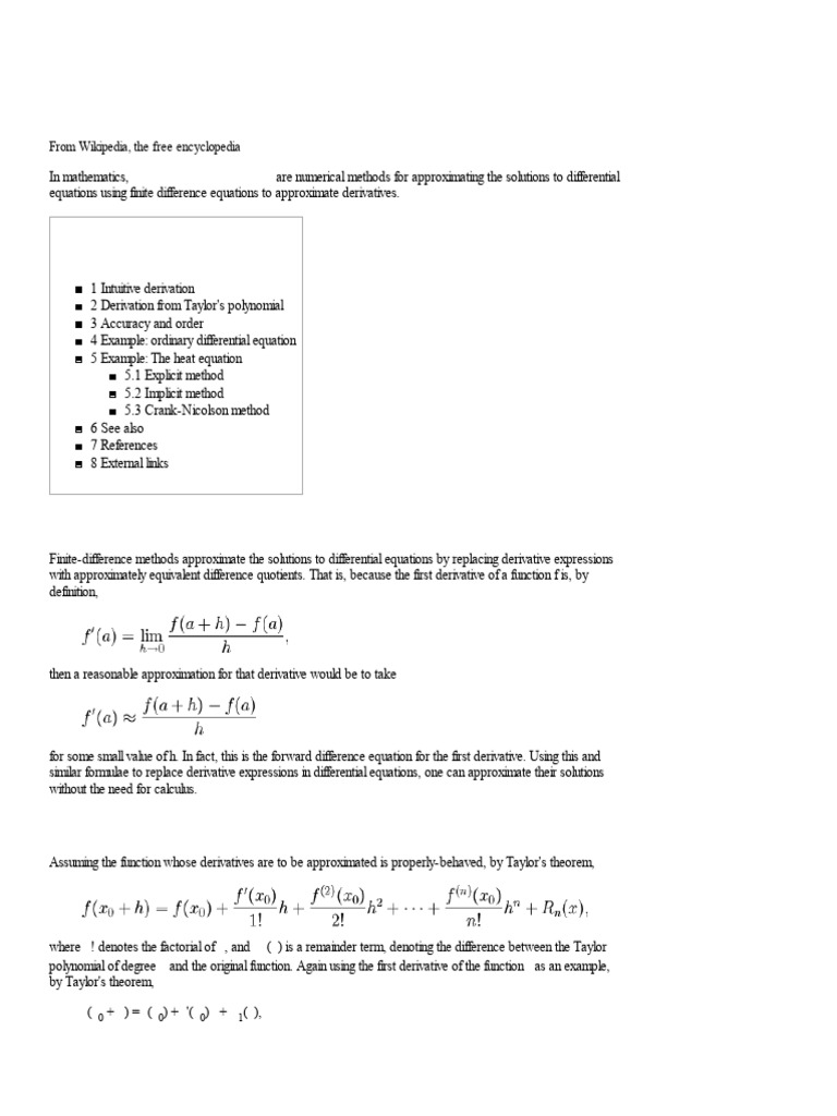 Finite Difference Method | PDF | Finite Difference | Equations