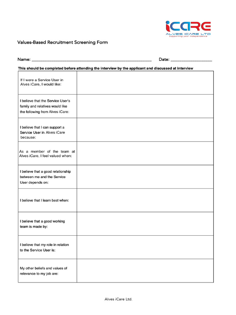 Values-Based Recruitment Screening Form (1) | PDF