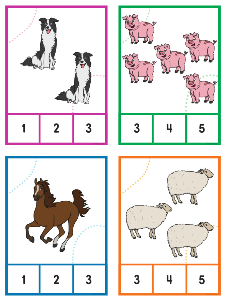 Color Farm Animal Counting To 10 Clip Cards | PDF
