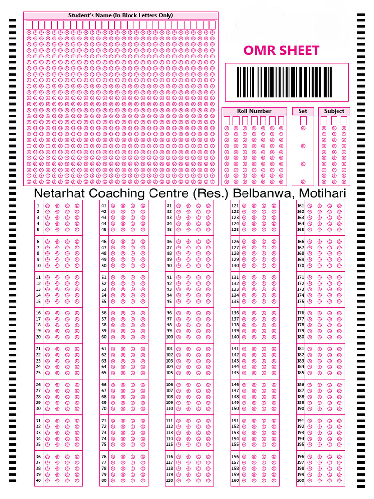 200 Question OMR Sheet Sample | PDF