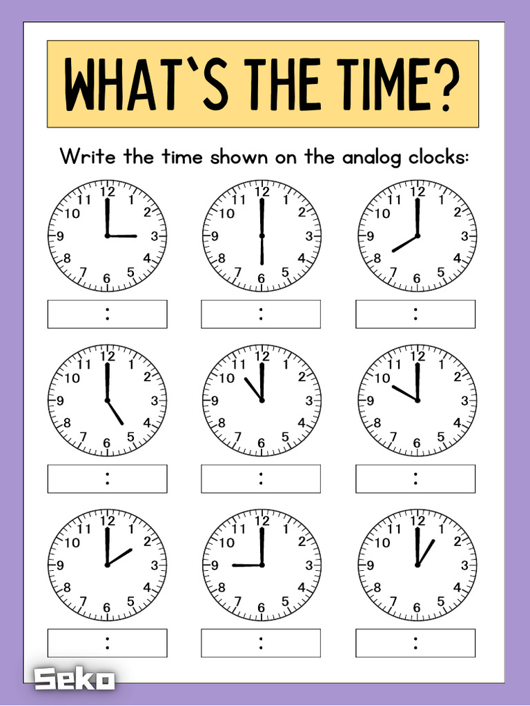 What'S The Time?: Write The Time Shown On The Analog Clocks | PDF