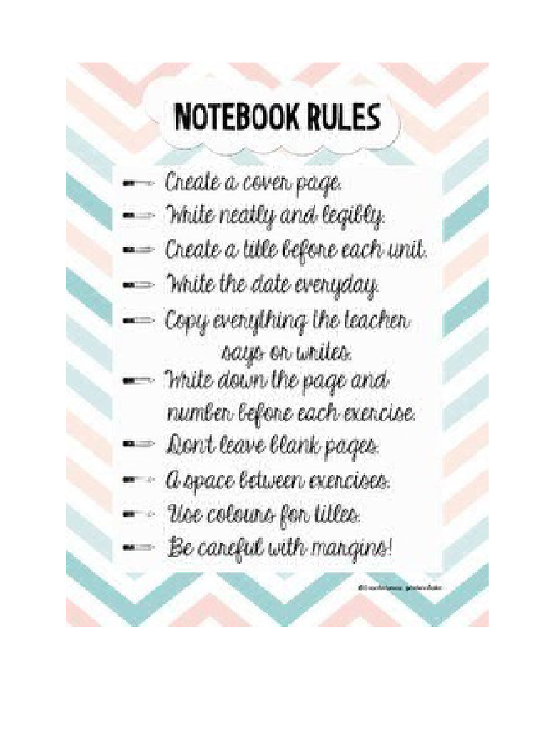 Notebook Rules For Lesson Rules | PDF
