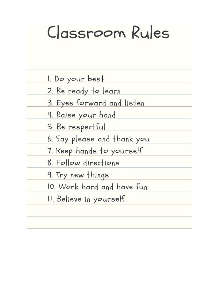 Classroom Rules Example To Use | PDF