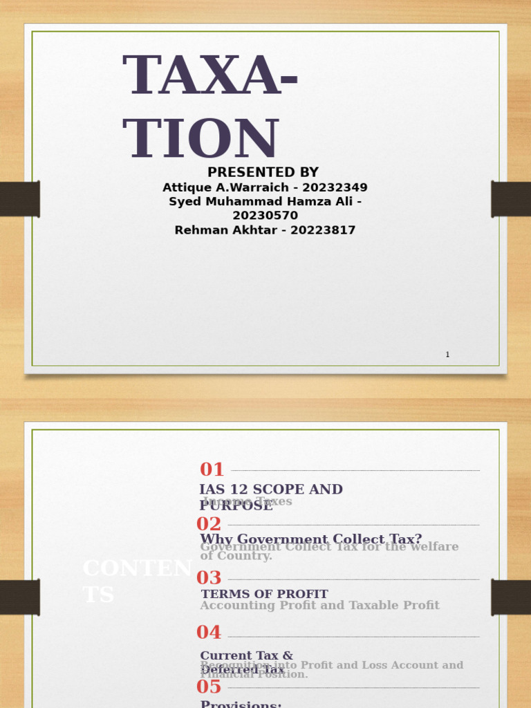 Taxation Presentation[1] | PDF | Deferred Tax | Tax Expense