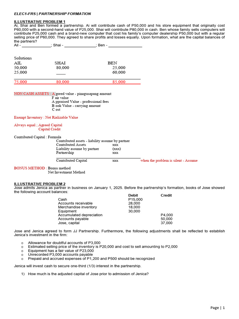 Partnership Capital Contributions Analysis | PDF | Debits And Credits ...