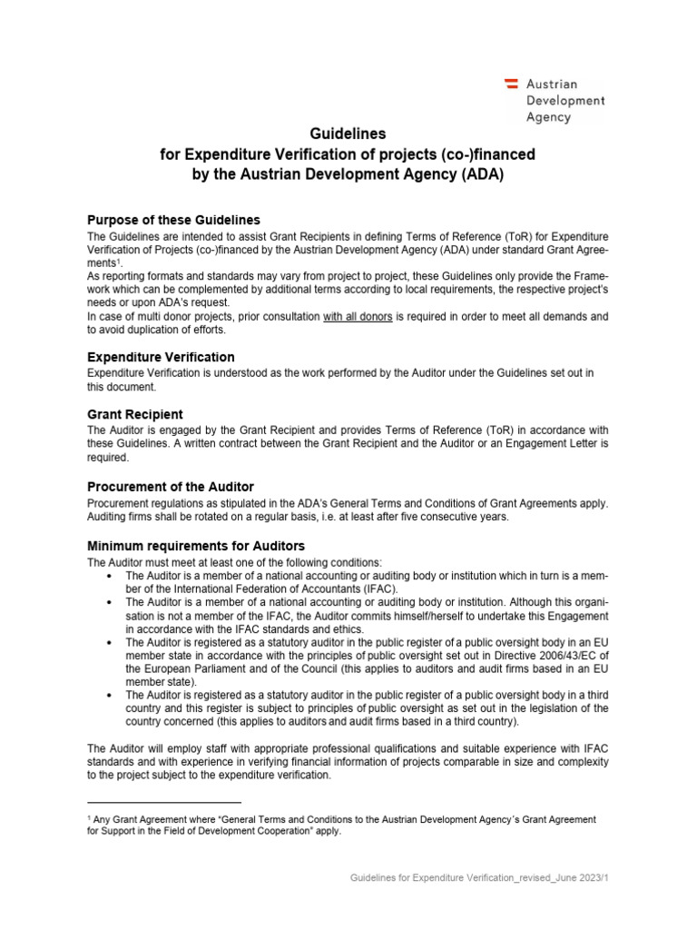 Expenditure Verification Guidelines for ADA | PDF | Expense | Audit