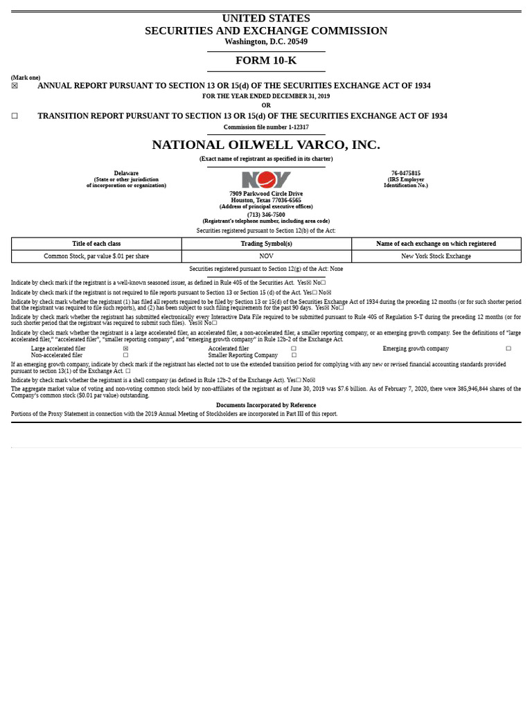 National Oilwell Varco, Inc.: Washington, D.C. 20549 | PDF | Casing ...