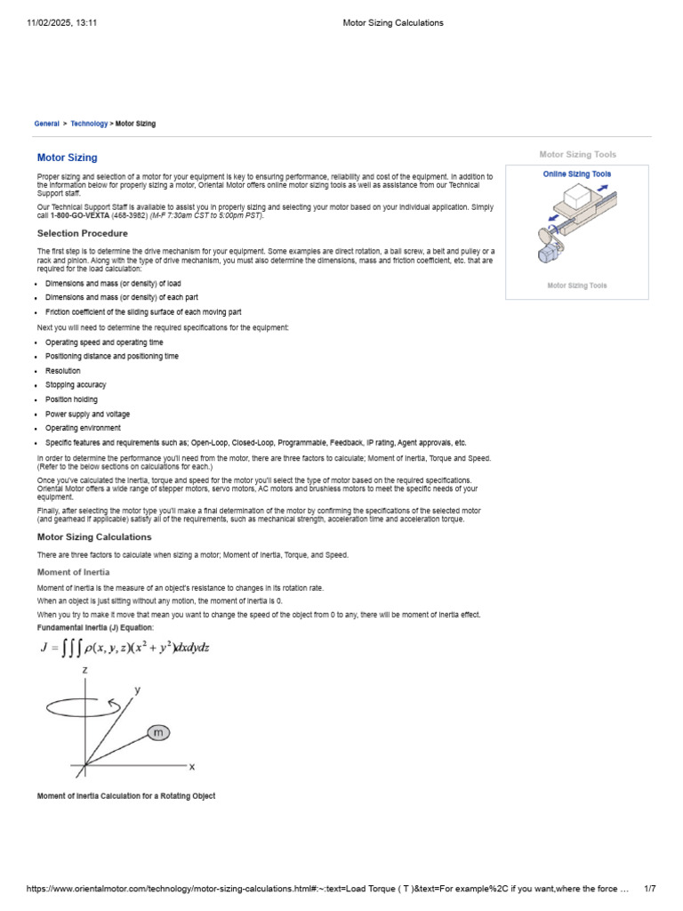 Motor Sizing Calculations | PDF | Electric Motor | Torque