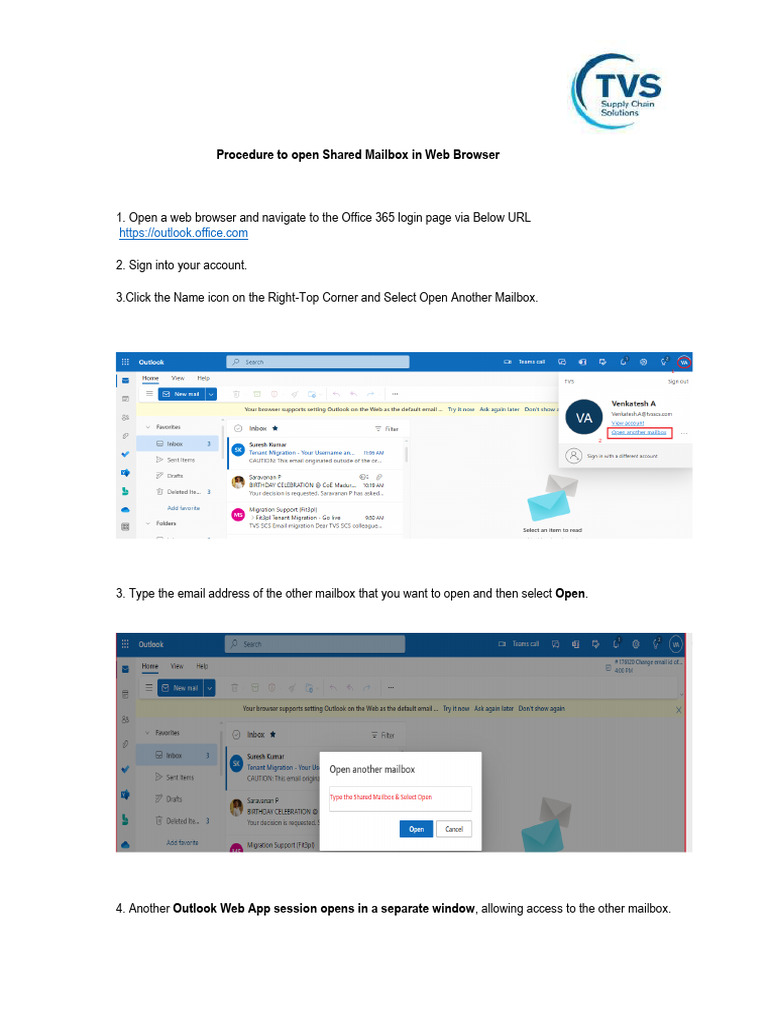 Accessing Shared Mailbox Guide | PDF