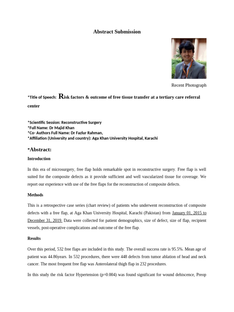 Free Tissue Transfer Outcomes in Surgery | PDF
