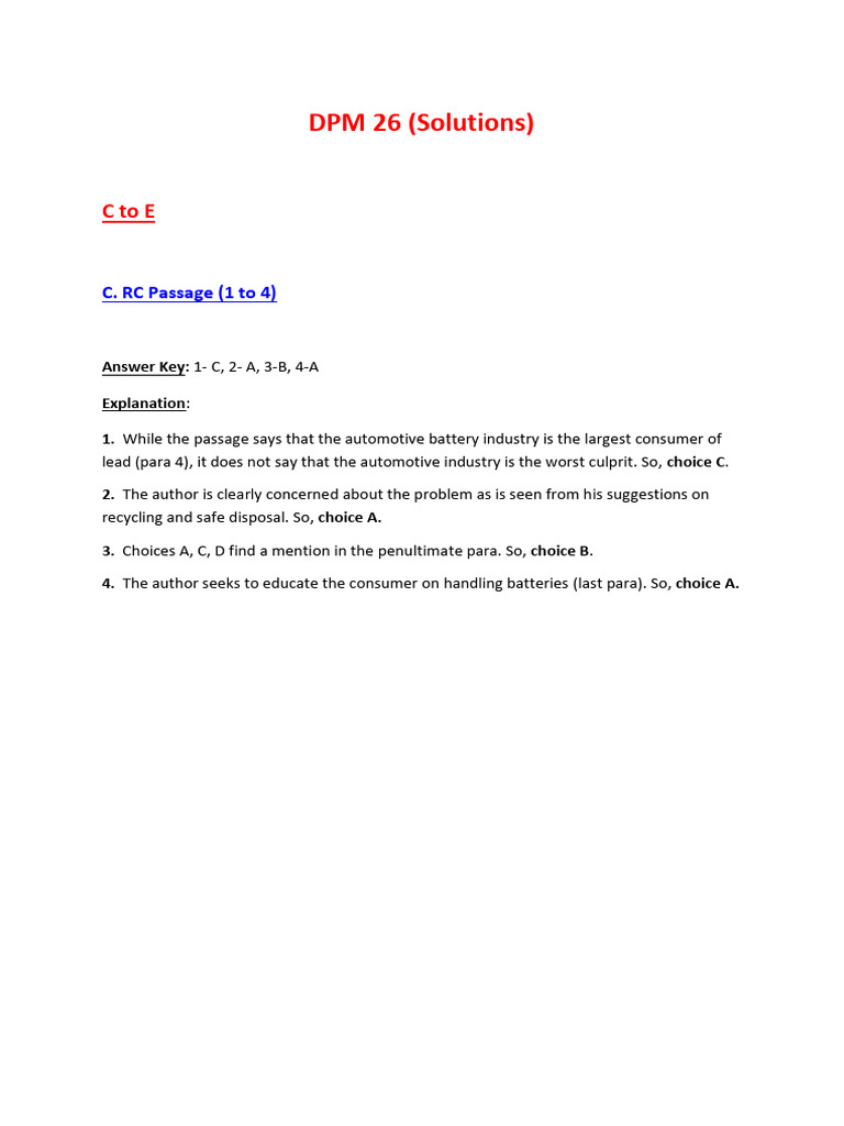 DPM-26 Solutions | PDF