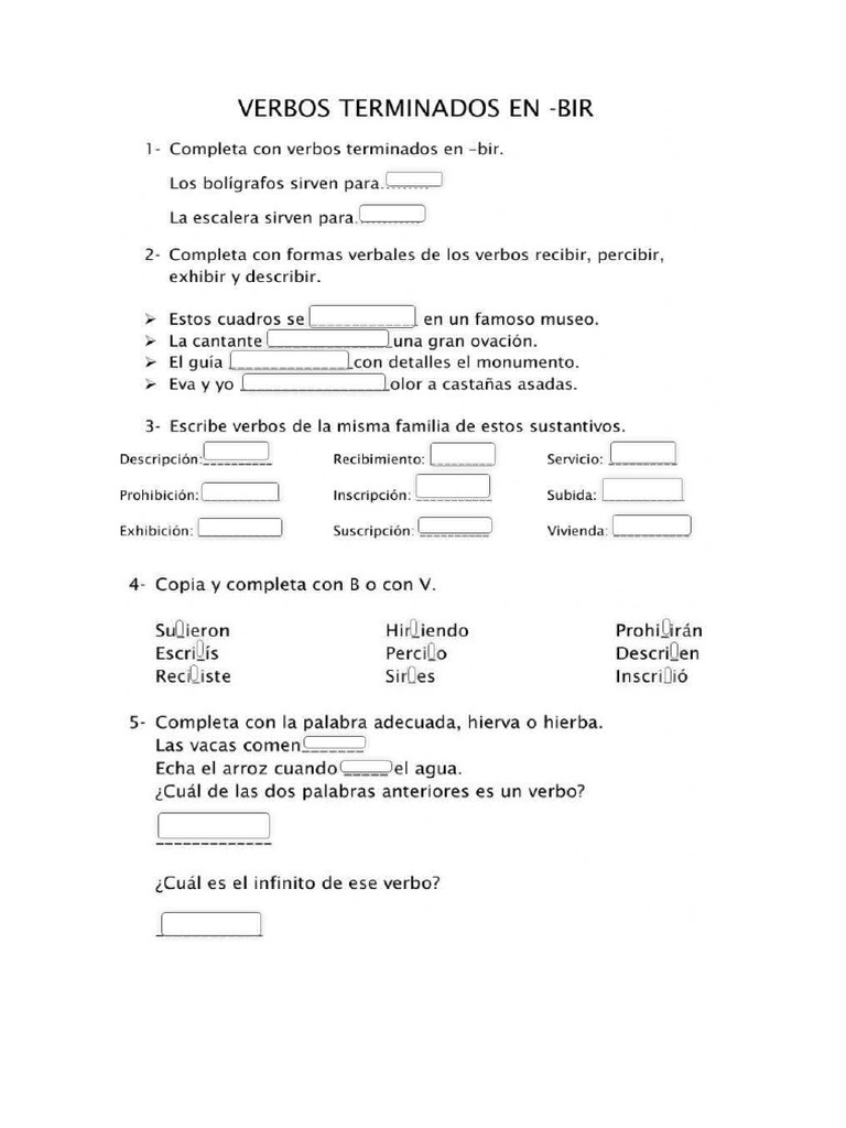 verbos terminados en bir | PDF