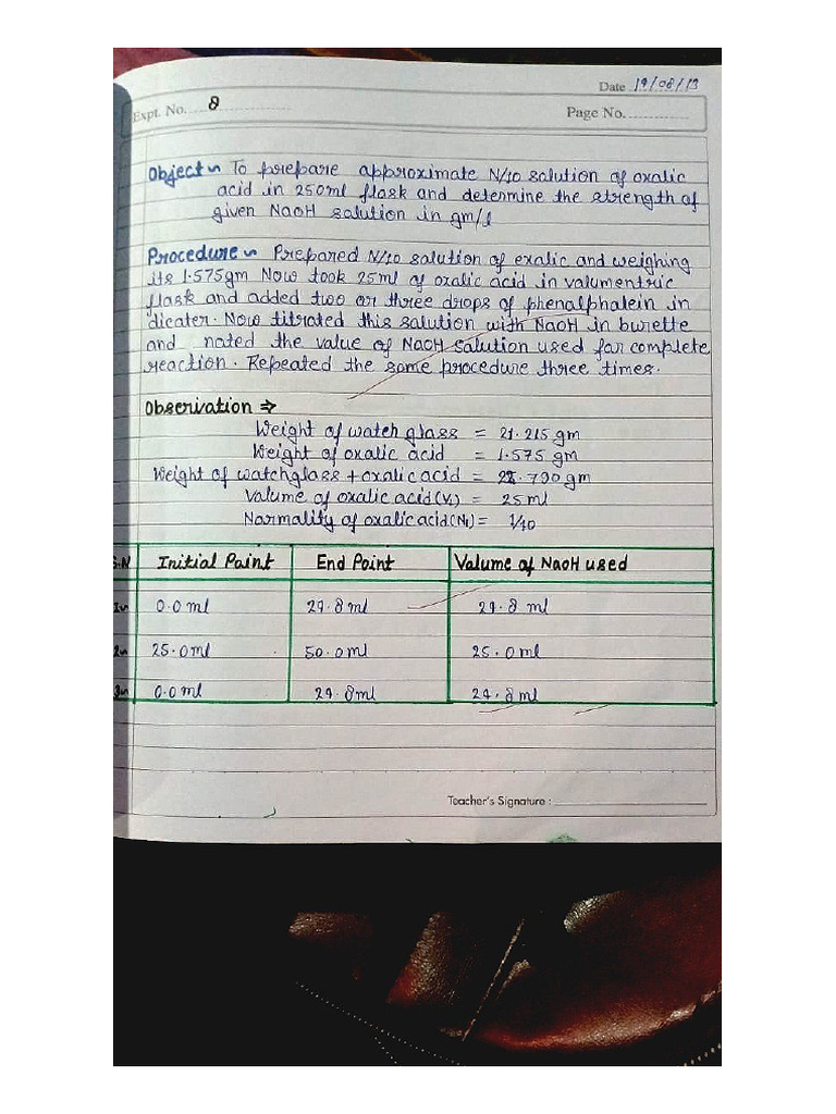 Chemistry Practical Experiment 8 To Project Work | PDF