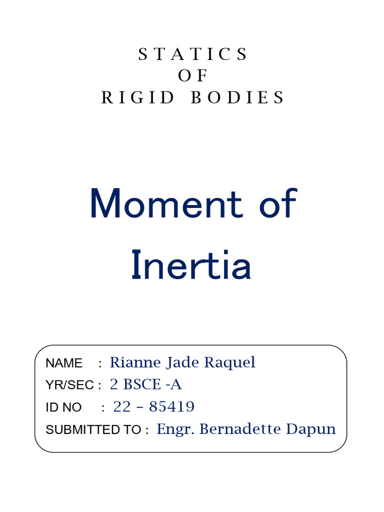 STATICS Project (Inertia) - Front Pages | PDF | Physical Quantities ...