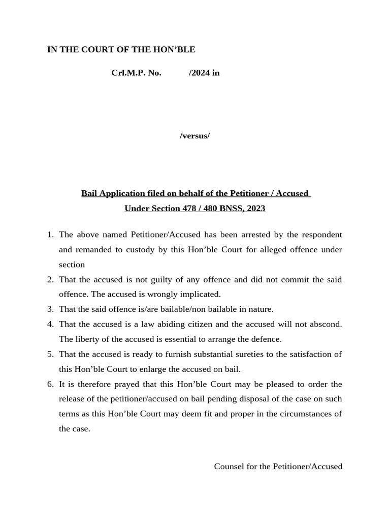 BAIL APPLICATION | PDF