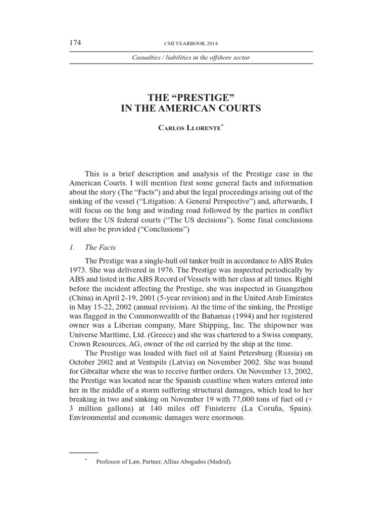 Prof Carlos Llorente The Prestige in The American Couts CMI YB 2014 PP ...