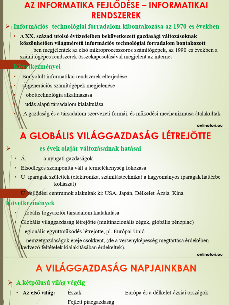Információs És Technikai Forradalom - Globális Világgazdaság | PDF