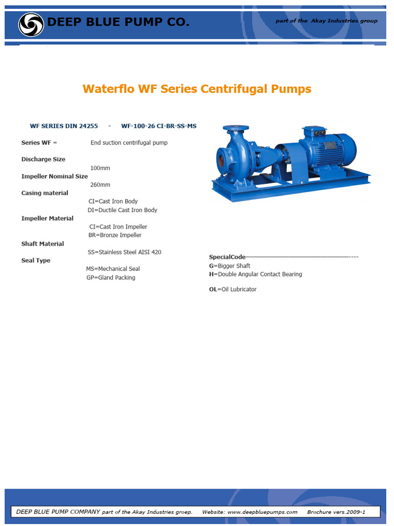 Waterflo WF Series 2010 Brochure | PDF | Pump | Bearing (Mechanical)