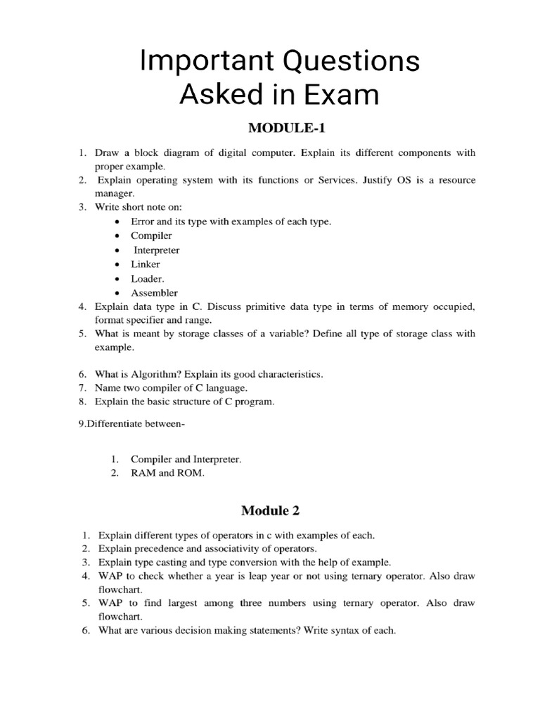 PPS imp ques asked in exams | PDF