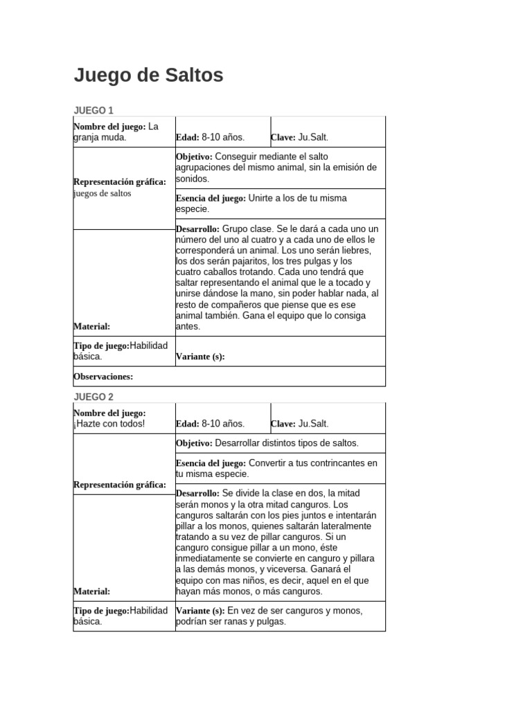 Juegos de Salto | PDF
