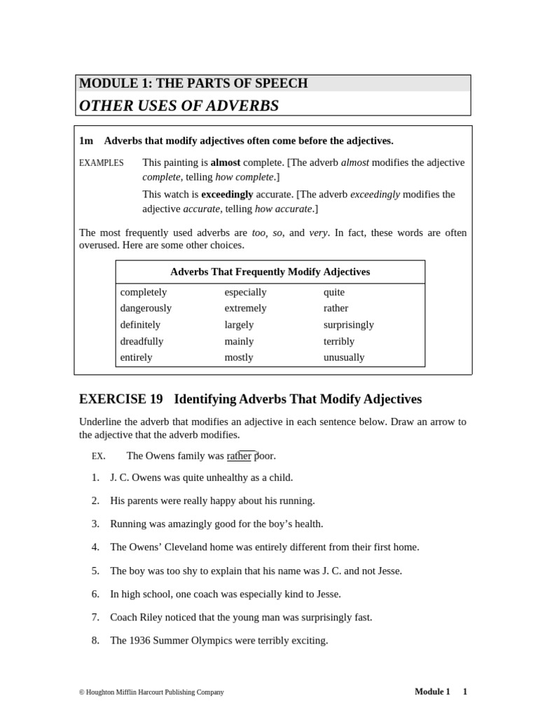 Adverbs Modifying Adjectives Explained | PDF | Adverb | Adjective