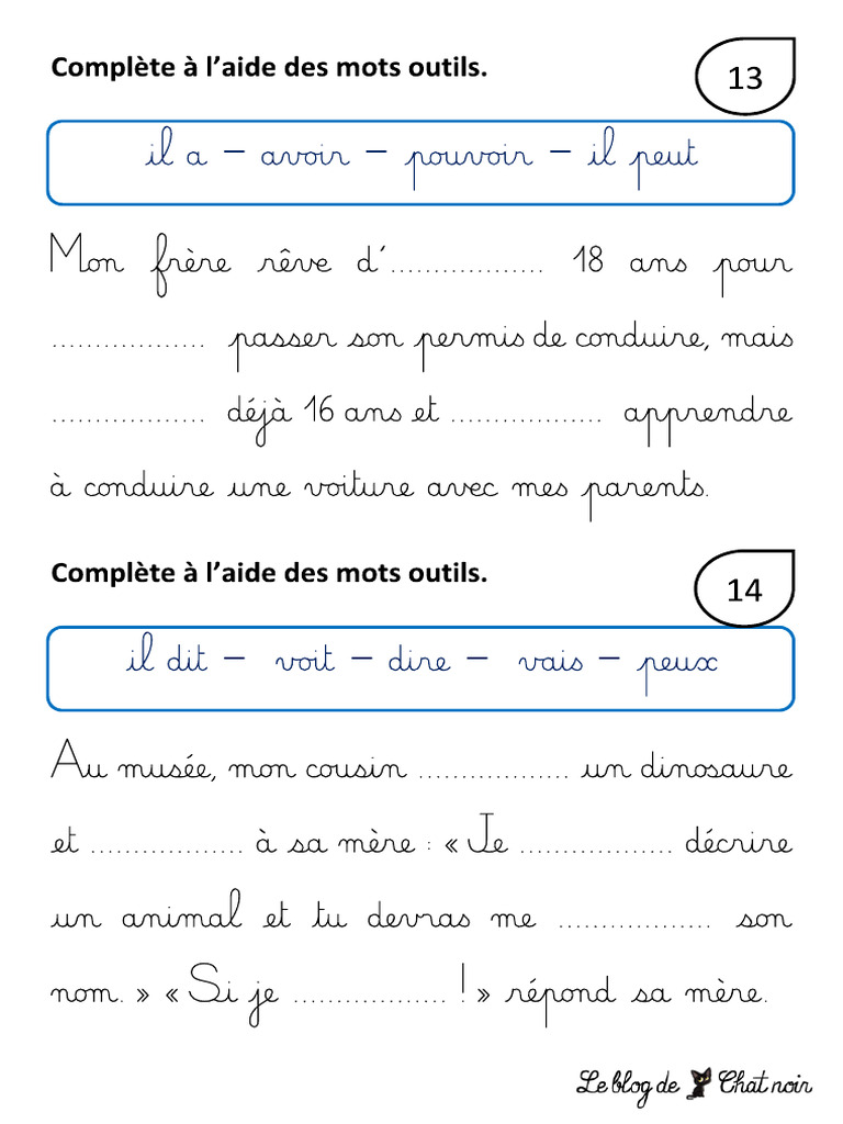 Complète Avec Les Mots Outils CP P4 2018-2019 | PDF