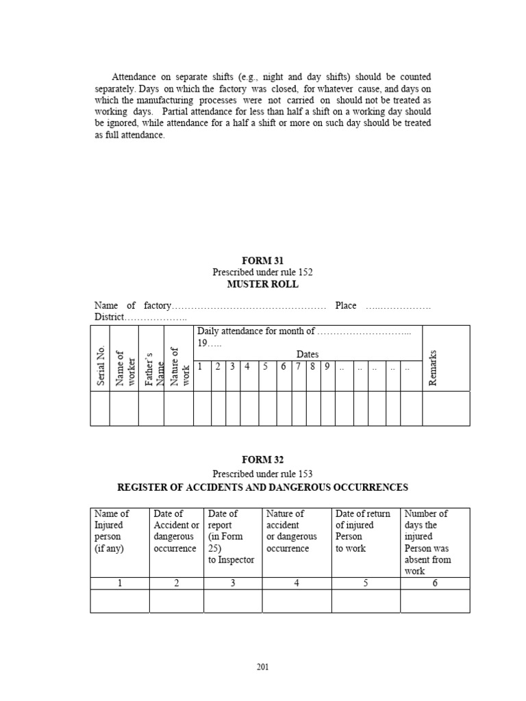 Form 32 - Register of Accidents and Dangerous Occurrences | PDF