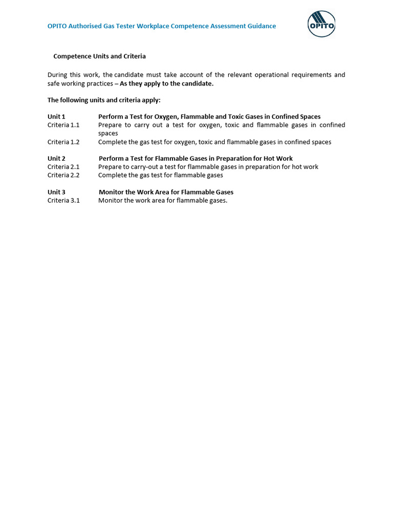 AGT Workplace Competence Assessment Guidance | PDF | Gases | Toxicity