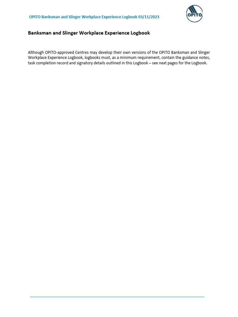OPITO Banksman and Slinger Logbook | PDF | Radio