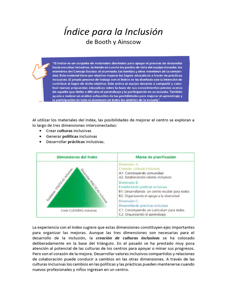 Índice para la Inclusión | PDF | Aprendizaje | Cognición