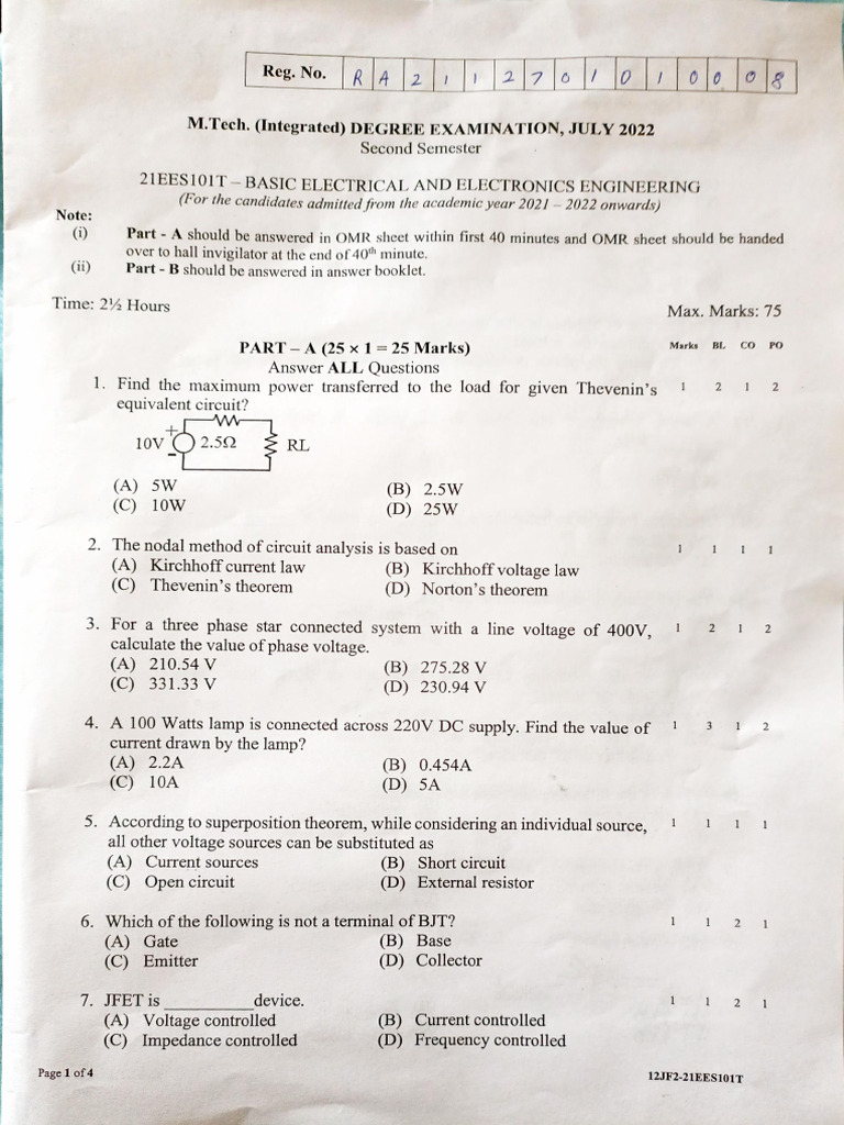 21EES101T July 2022 | PDF