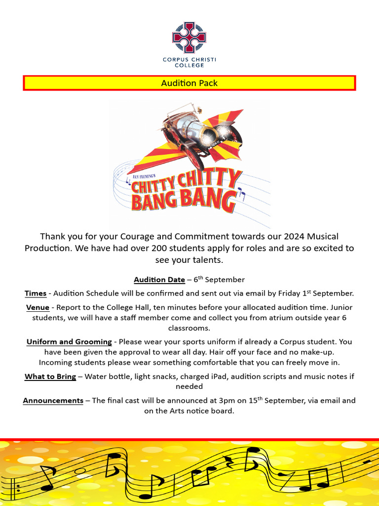 Chitty Chitty Bang Bang - Audition Pack | PDF