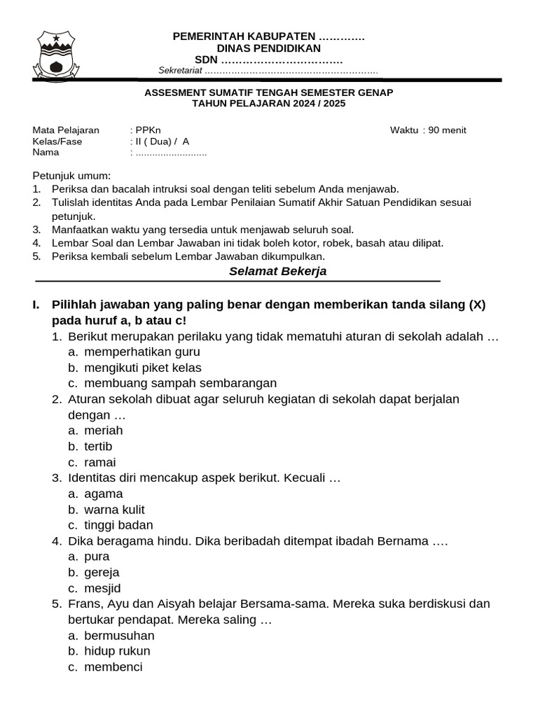 STS Pendidikan Pancasila Kelas 2 Semester 2 | PDF