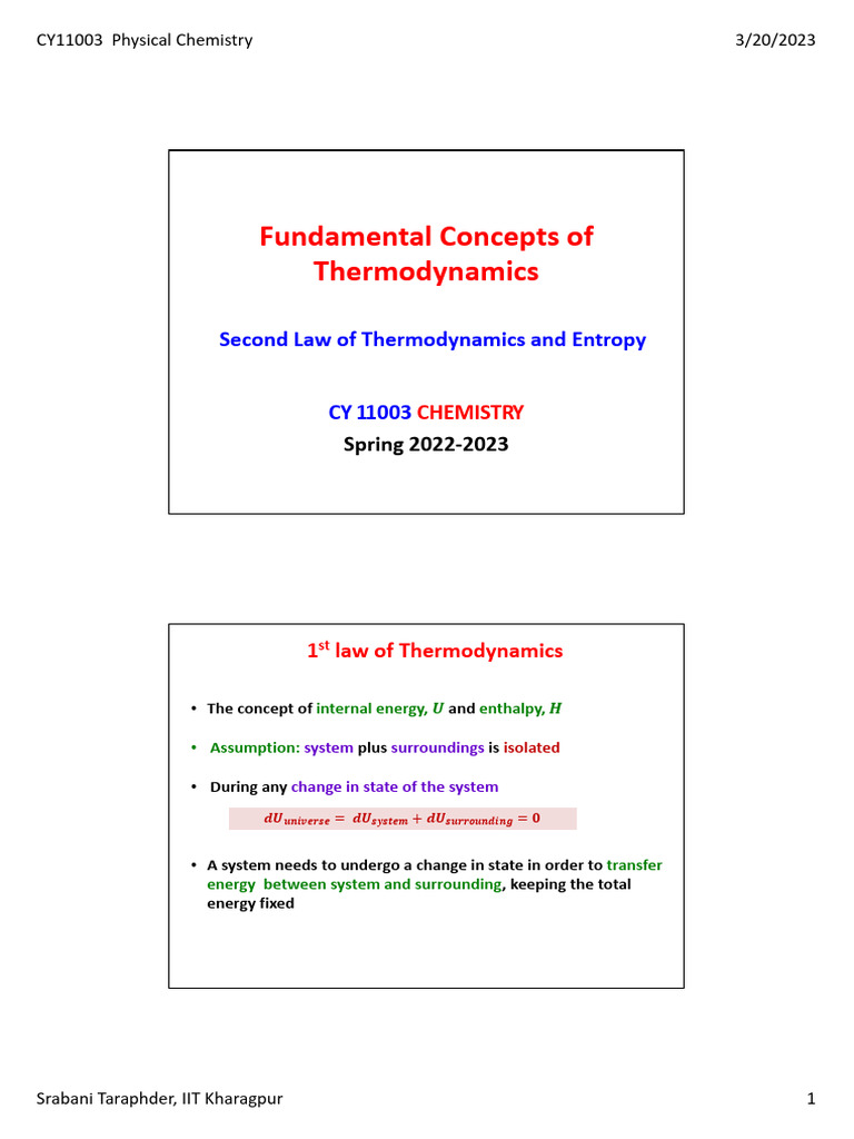 Lecture_6_Second law of Thermodynamics and Entropy Part 1 | PDF | Laws ...