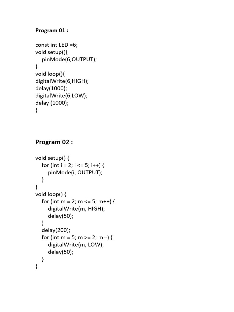 Arduino LED Control Programs | PDF