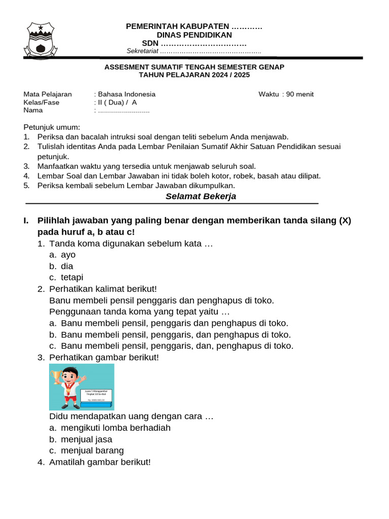 STS Bahasa Indonesia Kelas 2 Semester 2 | PDF