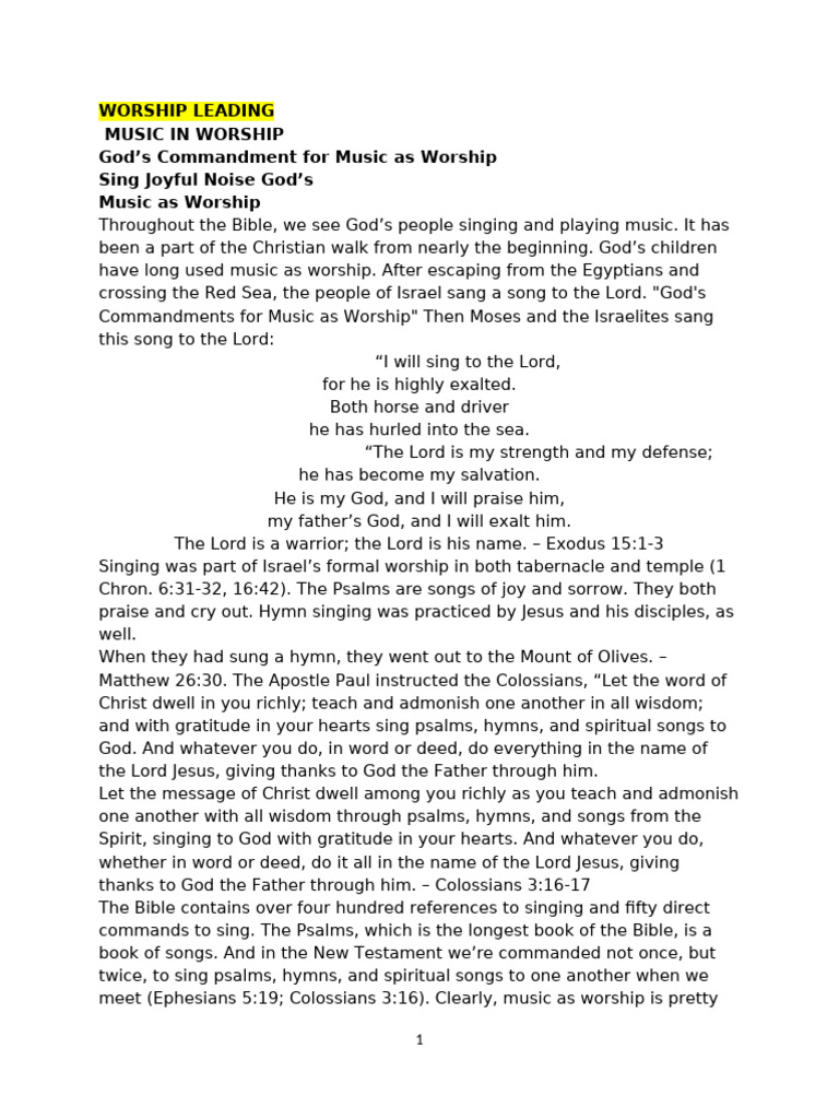 The Role of Music in Worship | PDF | Contemporary Worship Music