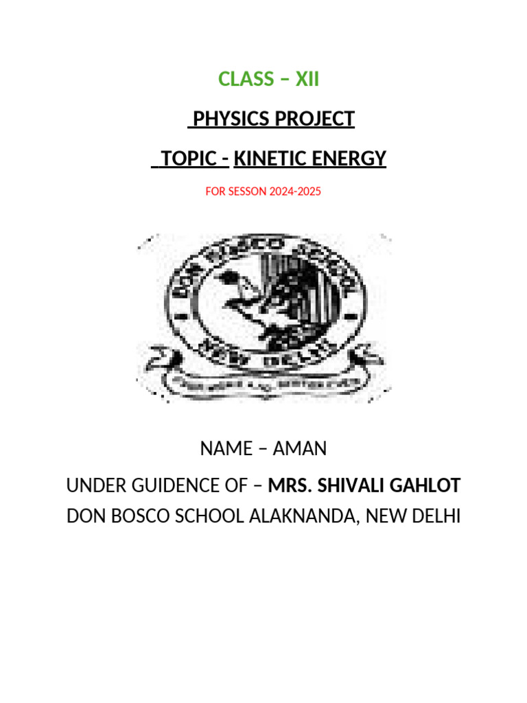 Physics_Project_(1)_(1)[1] | PDF | Force | Kinetic Energy