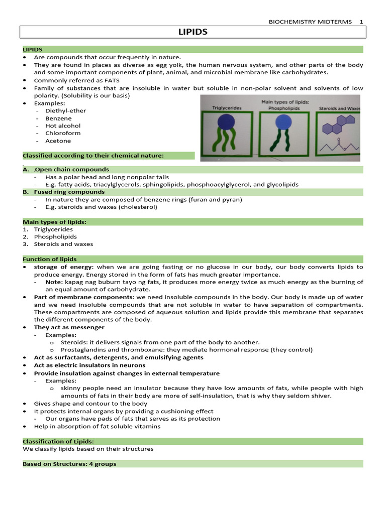 Midterms Biochem Lipids 2 3 | PDF | Lipoprotein | Nucleotides